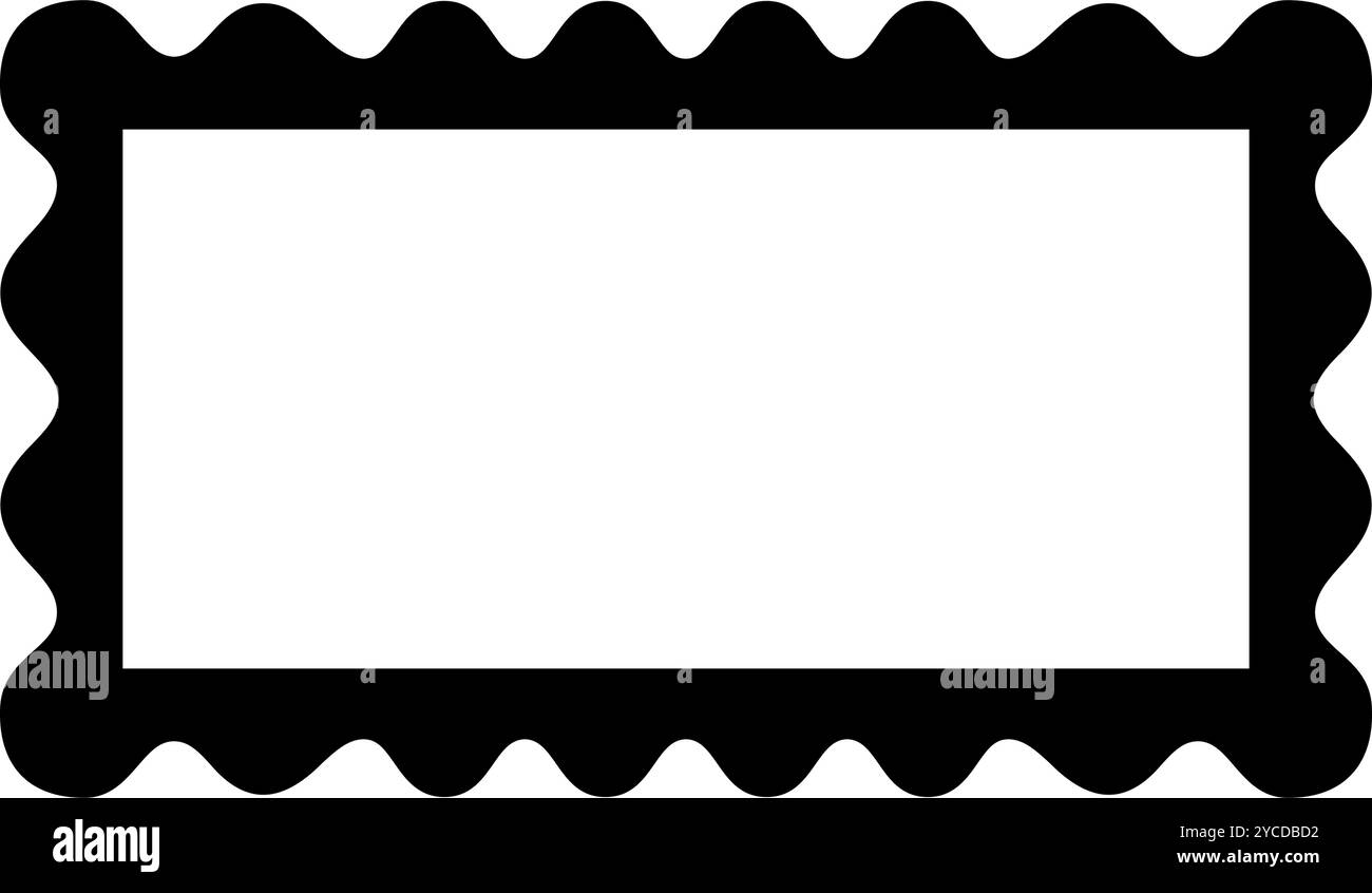 Rectangle frame with wavy edges. Rectangular shape with scallop borders. Mirror, picture or ...