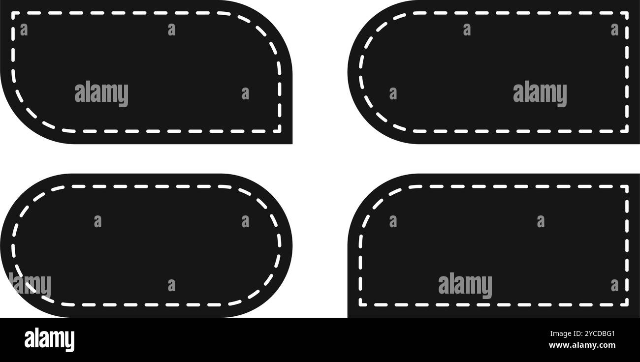 Set of arch, semiarch, leaf and double arc patches with stitch lines ...