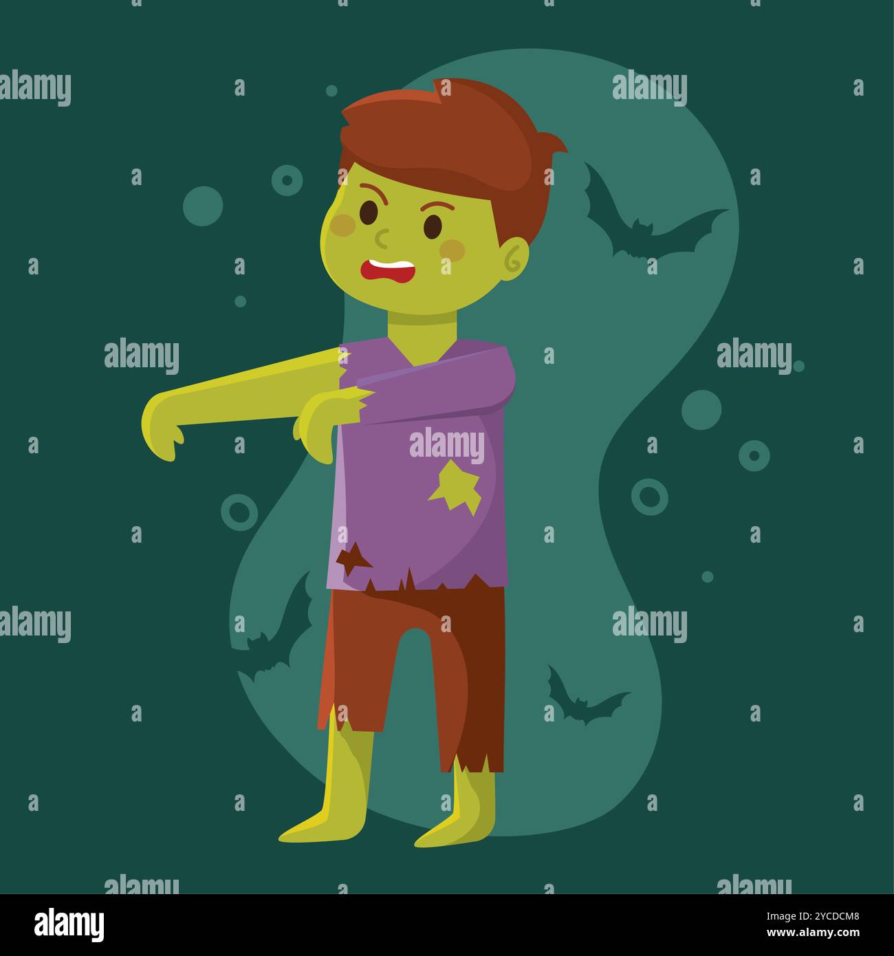 Cartoon zombie boy in ripped clothes for Halloween, Vector Stock Vector ...