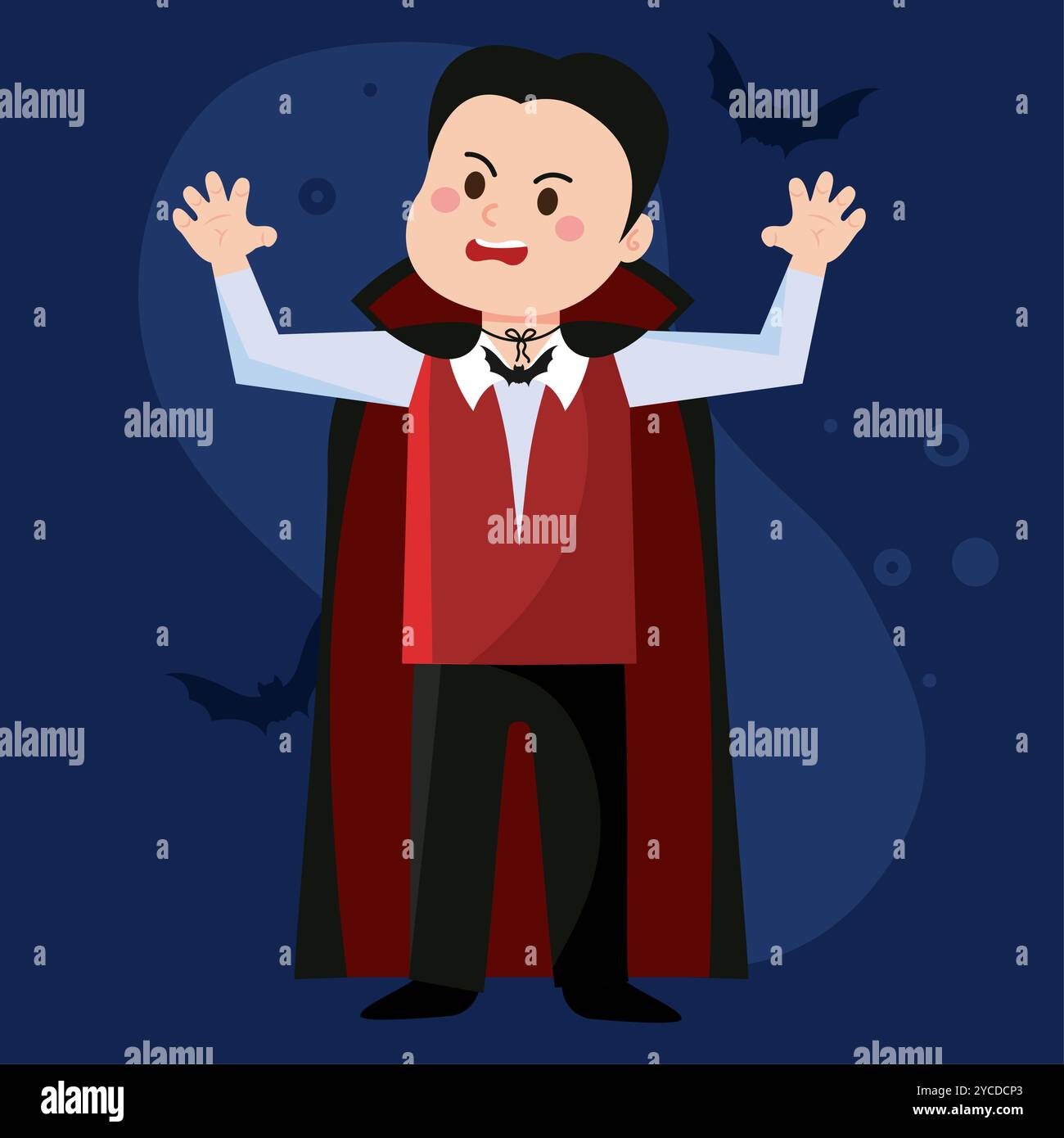 Vampire boy in cape and fangs for Halloween, Vector Stock Vector Image ...