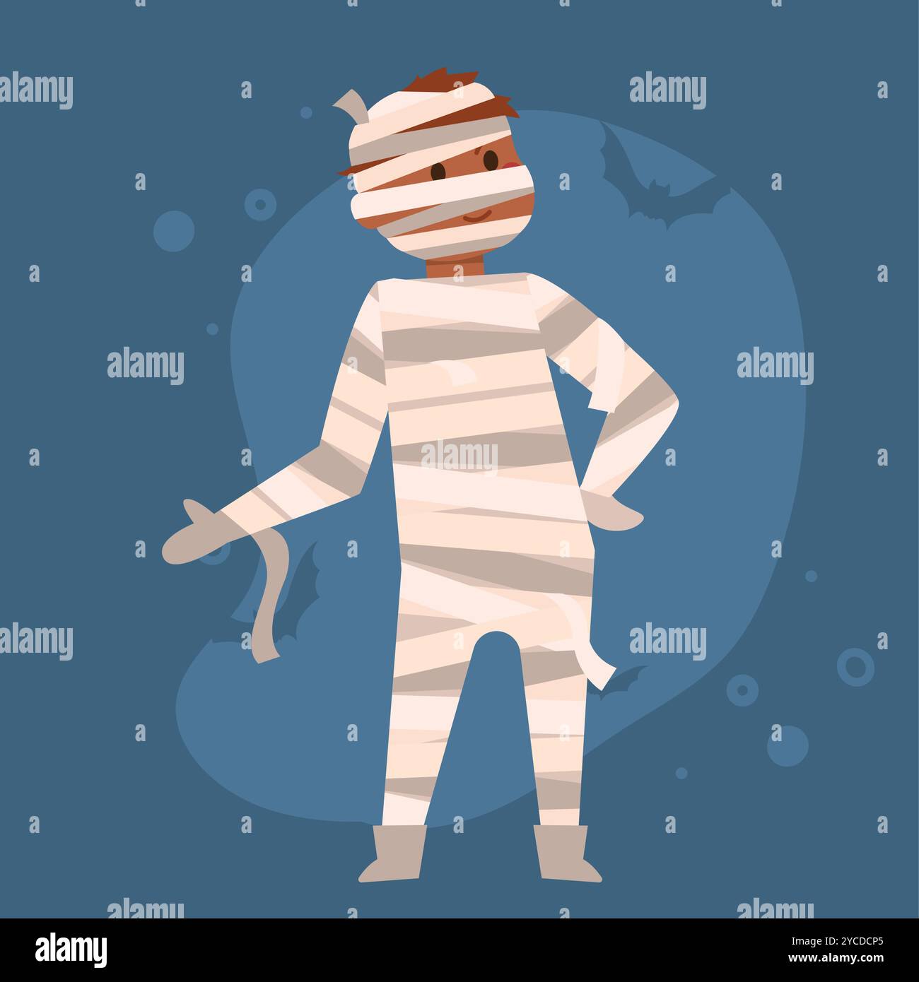 Cartoon mummy boy in bandages for Halloween, Vector Stock Vector Image ...
