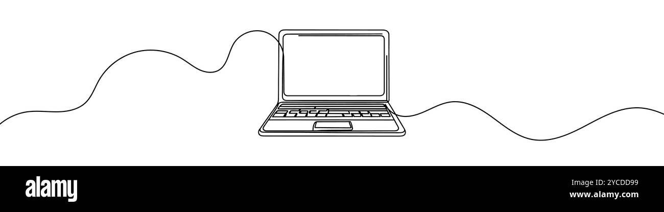Minimalist vector illustration depicting a laptop computer made of one ...