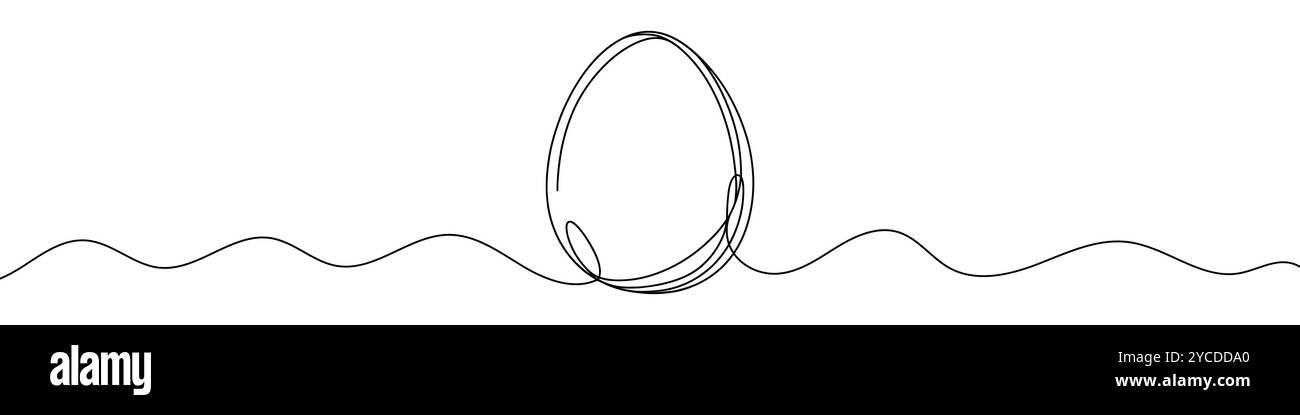 Minimalist continuous one line drawing creating a simple egg. Vector ...