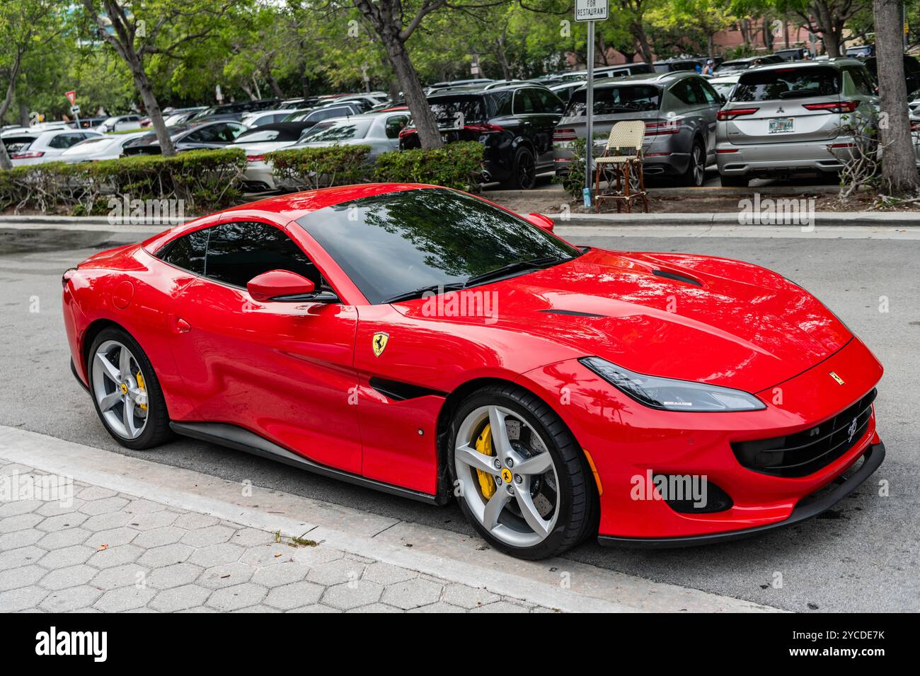 Miami Beach, Florida USA - June 10, 2024: 2019 Ferrari Portofino red in ...