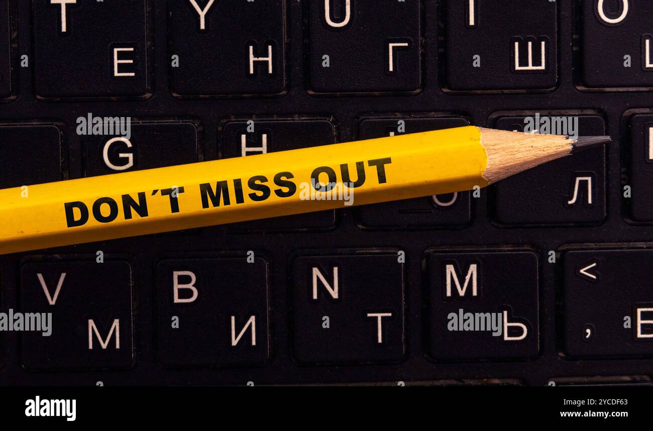Miss out text written hi-res stock photography and images - Alamy