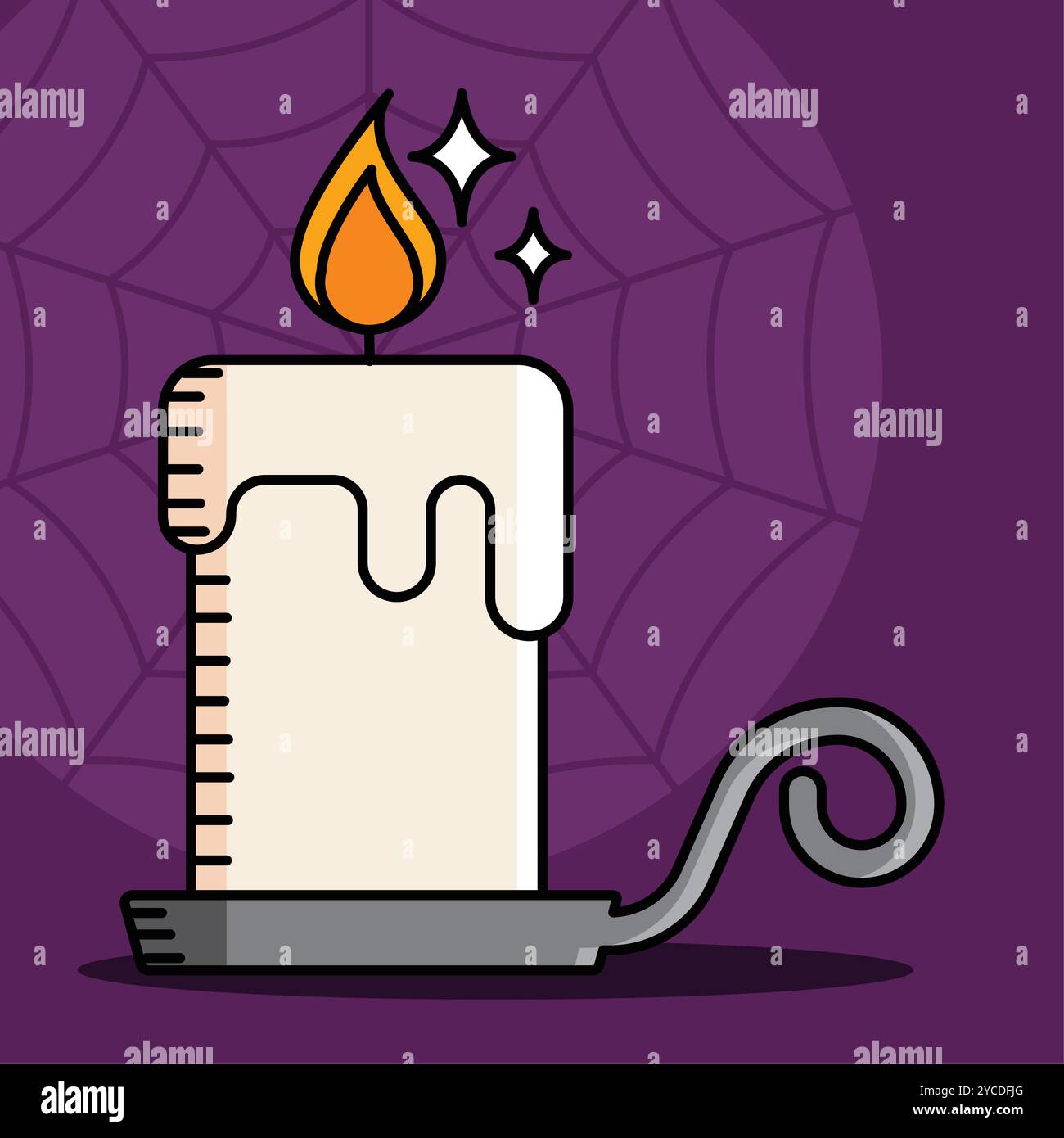 Illustration of a lit candle with melting wax, ideal for creepy ...