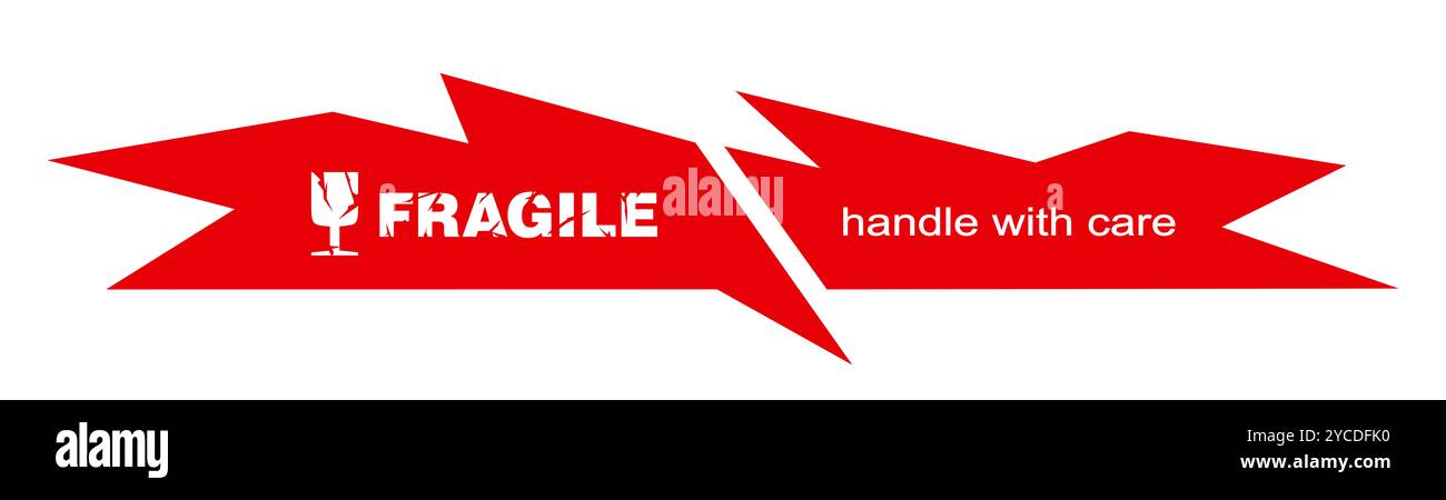 Fragile label, sticker, icon design for shipping parcels, moving boxes ...