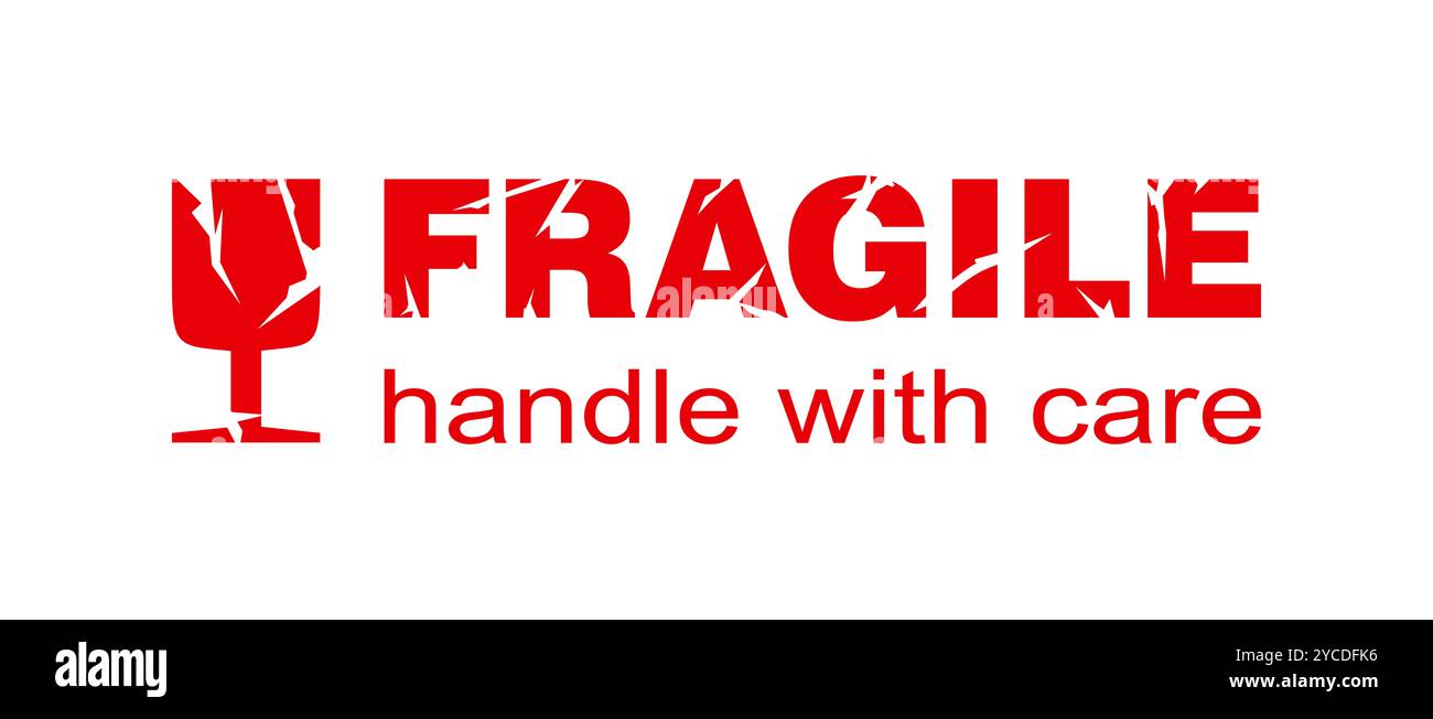 Fragile label, sticker, icon design for shipping parcels, moving boxes ...