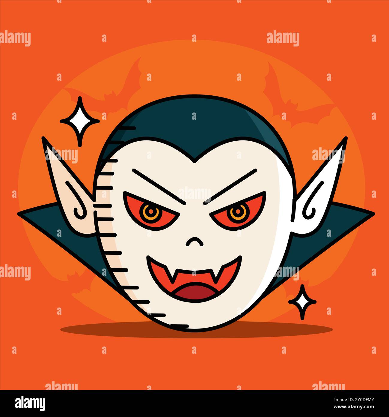Vampire face with fangs for Halloween character design, Vector Stock ...