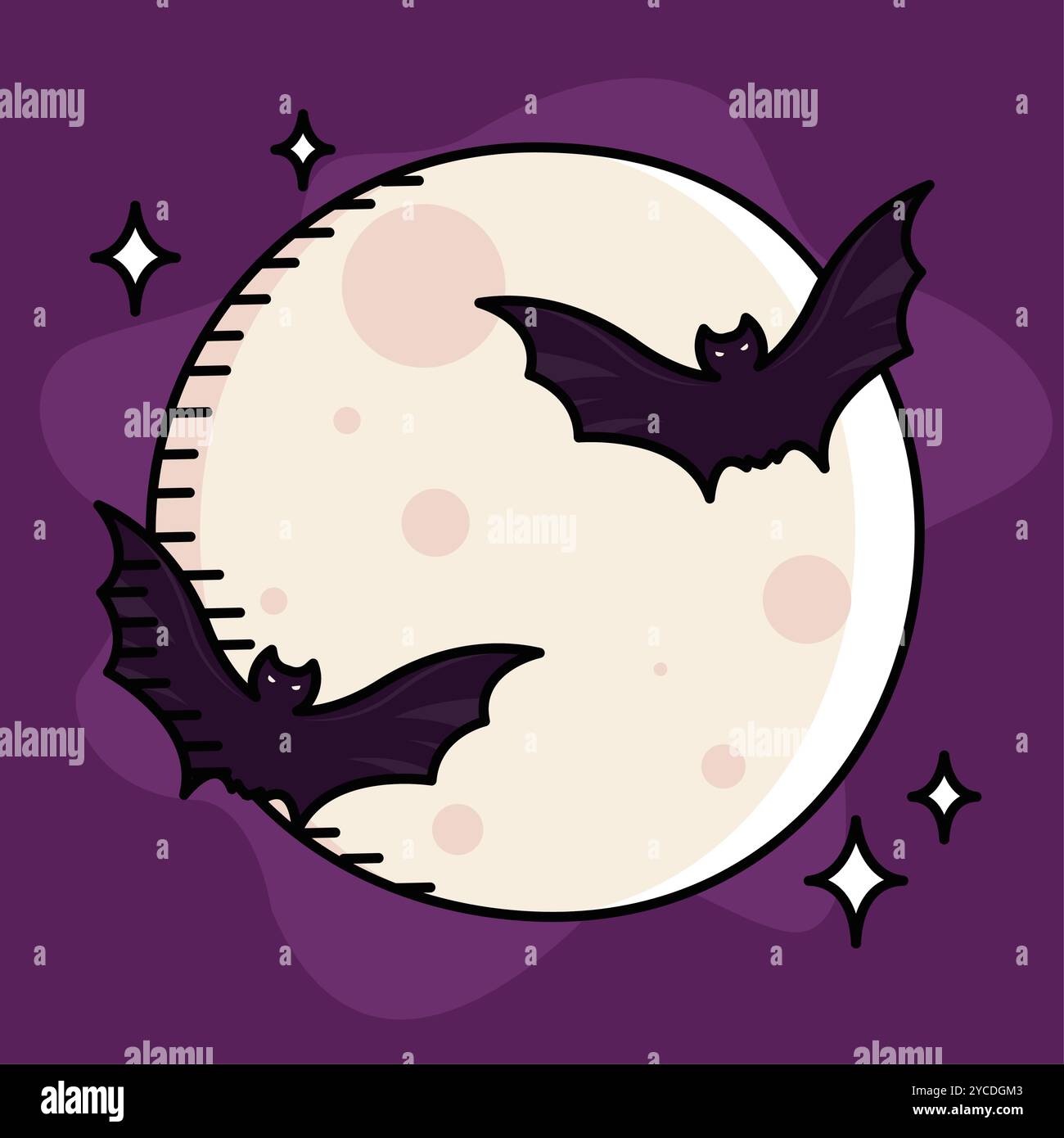 Bats flying around the moon for Halloween night theme, Vector Stock ...