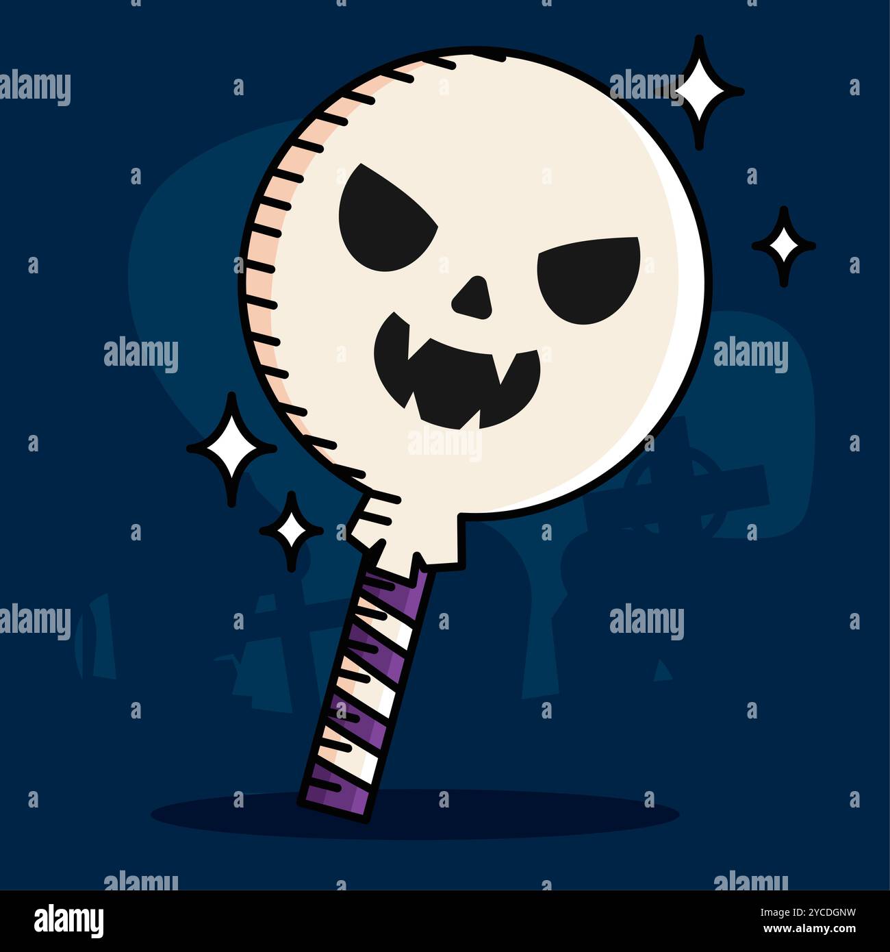 Skull-shaped lollipop for spooky Halloween candy design, Vector Stock ...