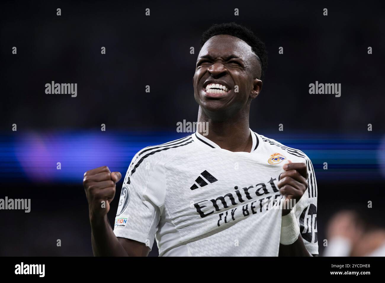 MADRID, SPAIN - October 22: Vinicius jr of Real Madrid celebrates a ...