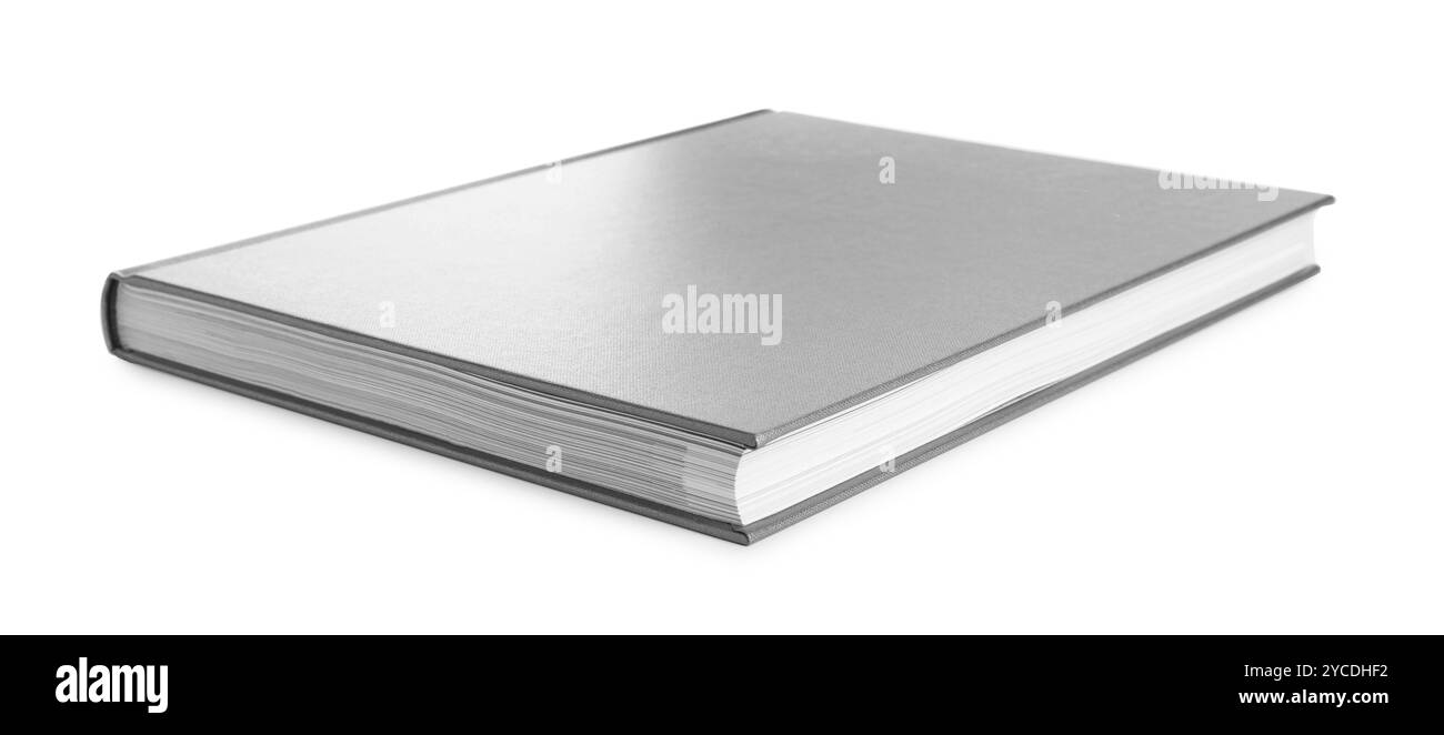 Closed book with grey hard cover isolated on white Stock Photo - Alamy