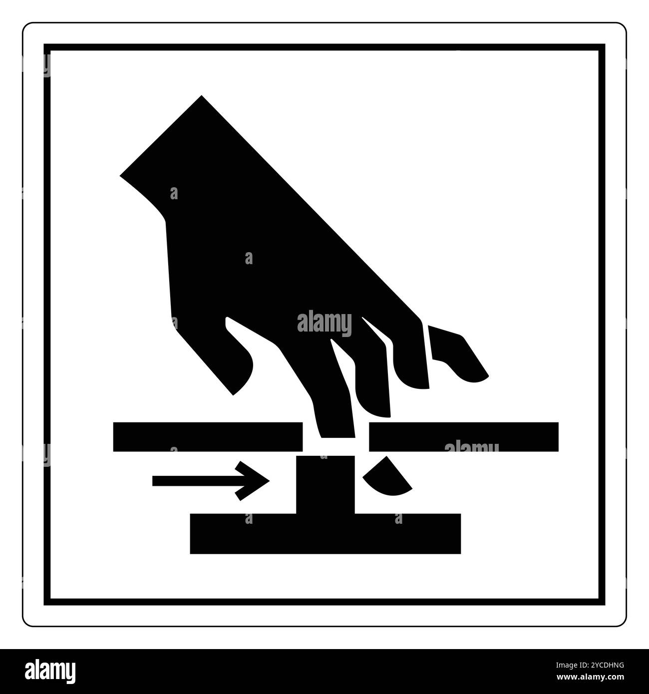 This graphic features a hand symbol warning about equipment use ...