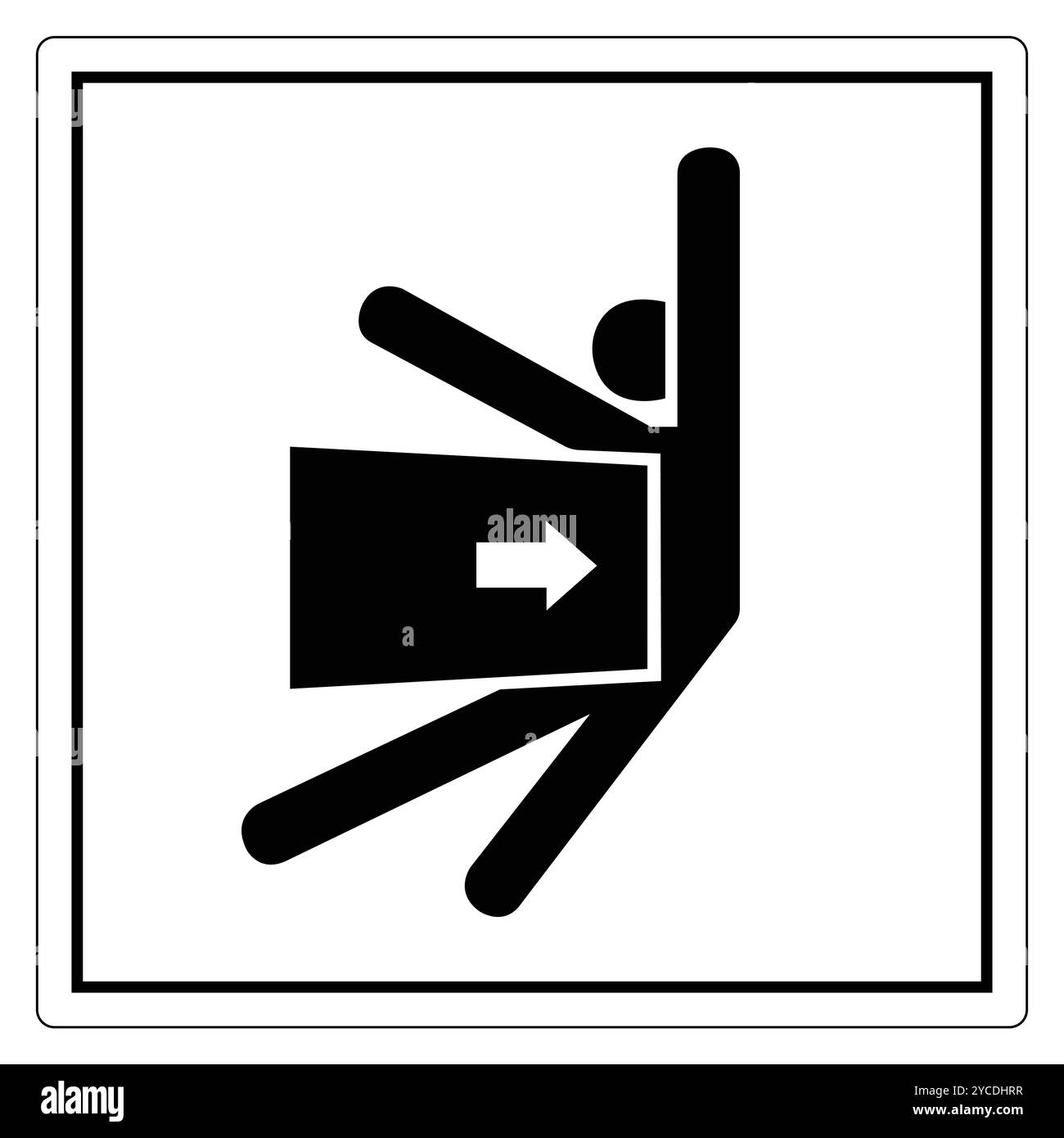 This graphic represents an emergency exit sign featuring a person icon ...