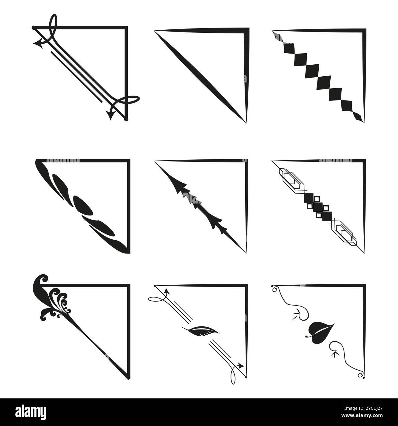 Decorative corner icon. Elegant ornament shapes. Black vector elements ...