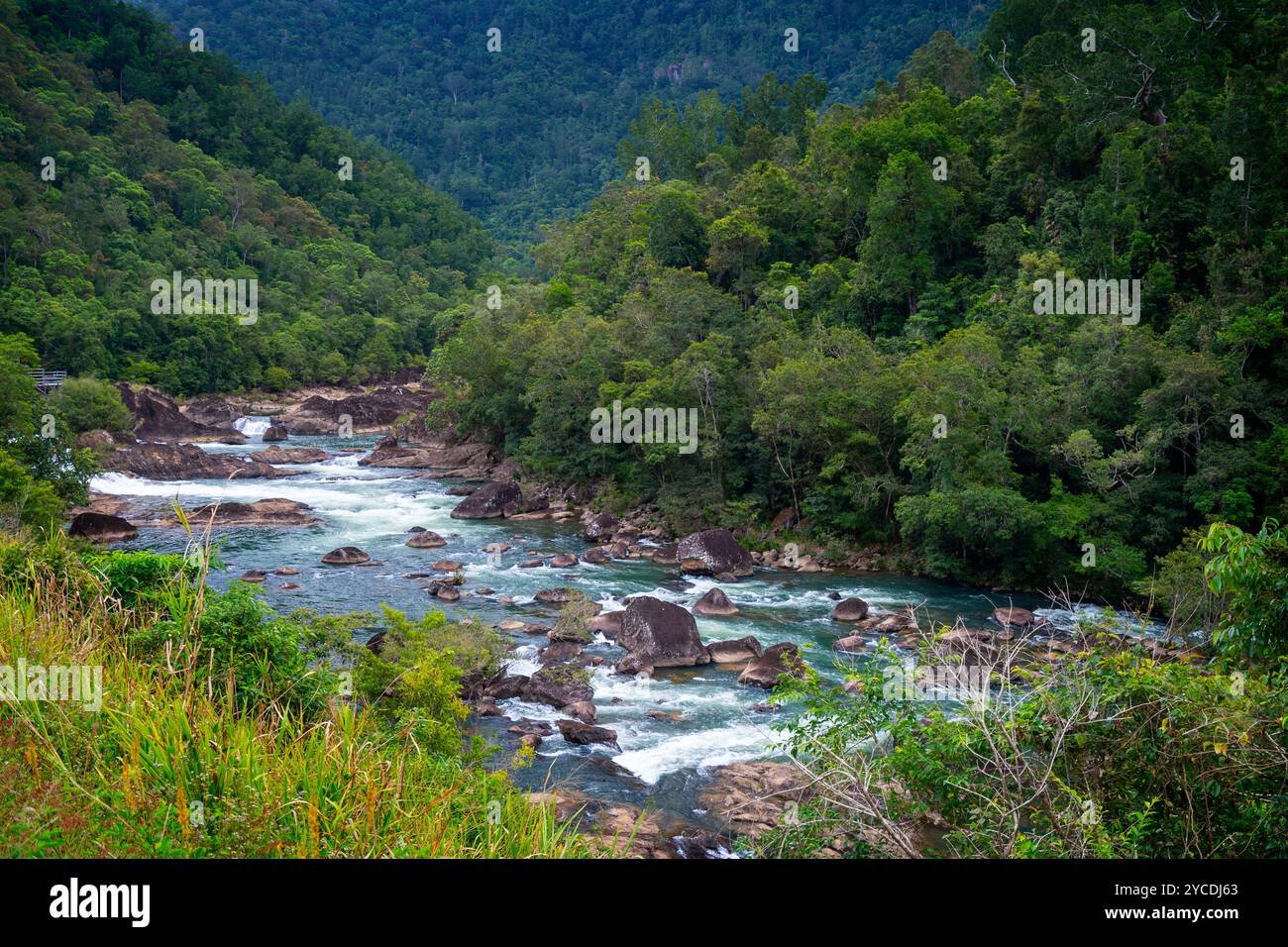 Fast flowing mountain river, Tully River Tully Gorge North Queensland ...