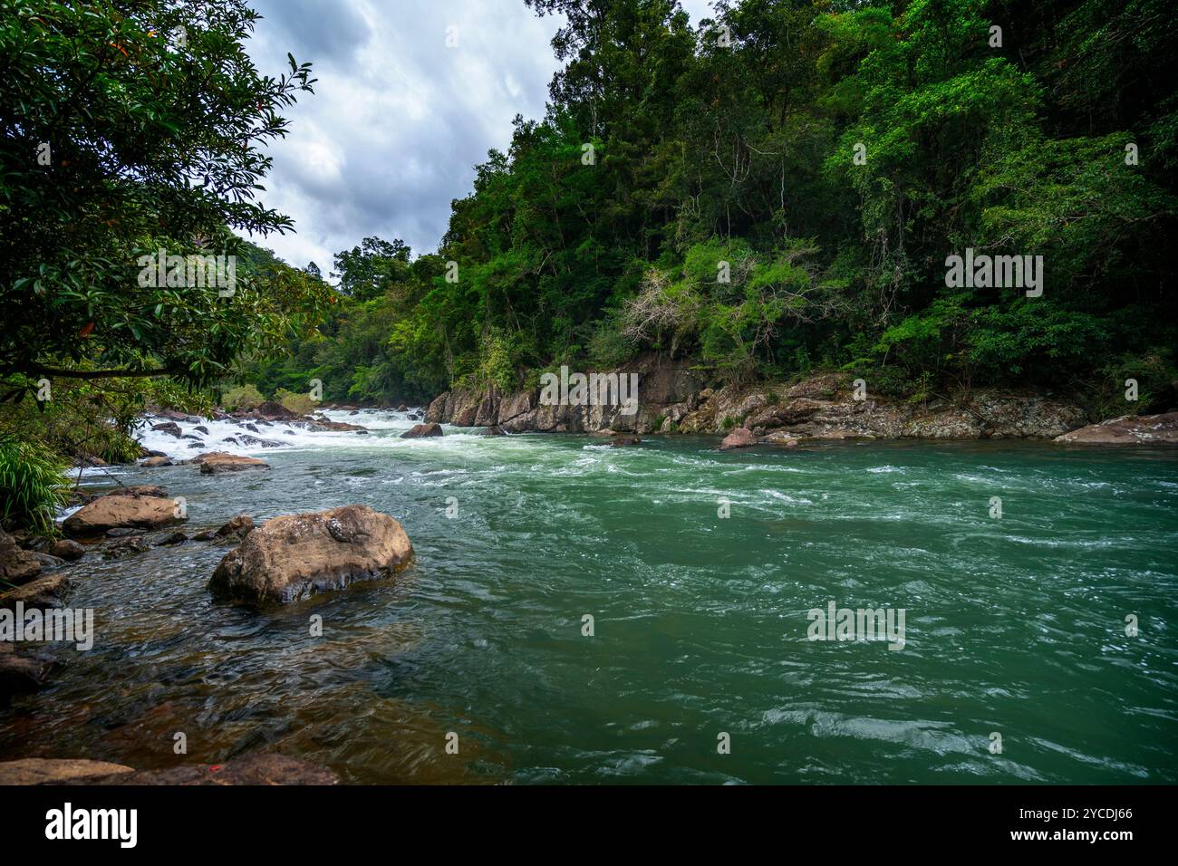 Fast flowing mountain river, Tully River Tully Gorge North Queensland ...