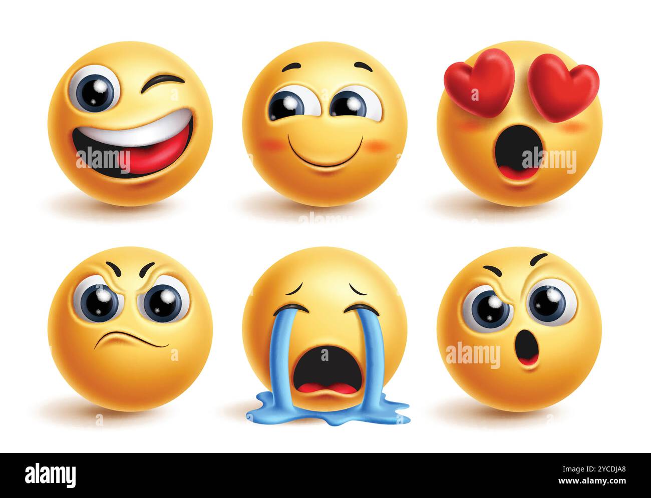 Emoji cute characters vector set. Emojis face character in happy ...
