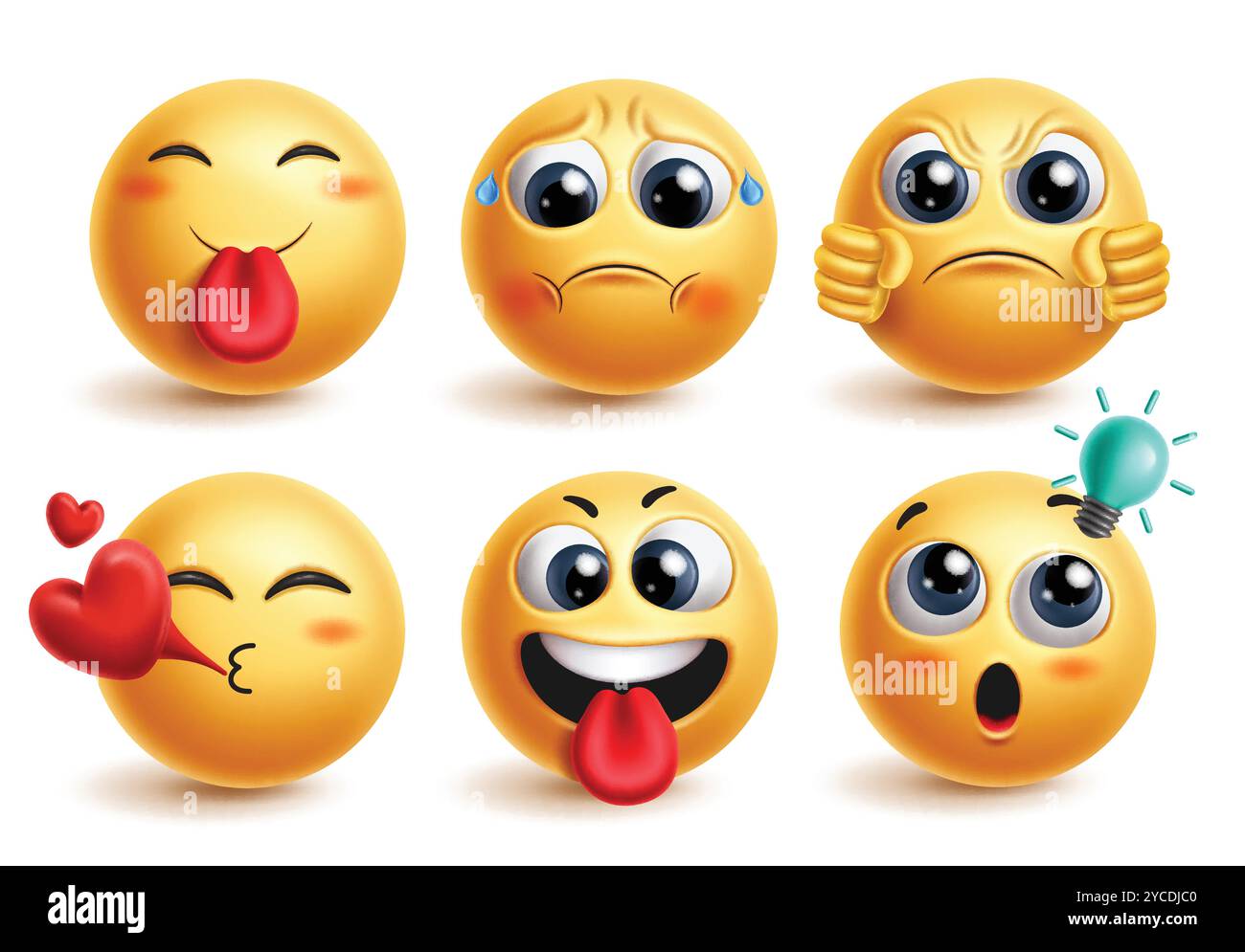 Emoji cute emoticon characters vector set. Emoticons face character in ...