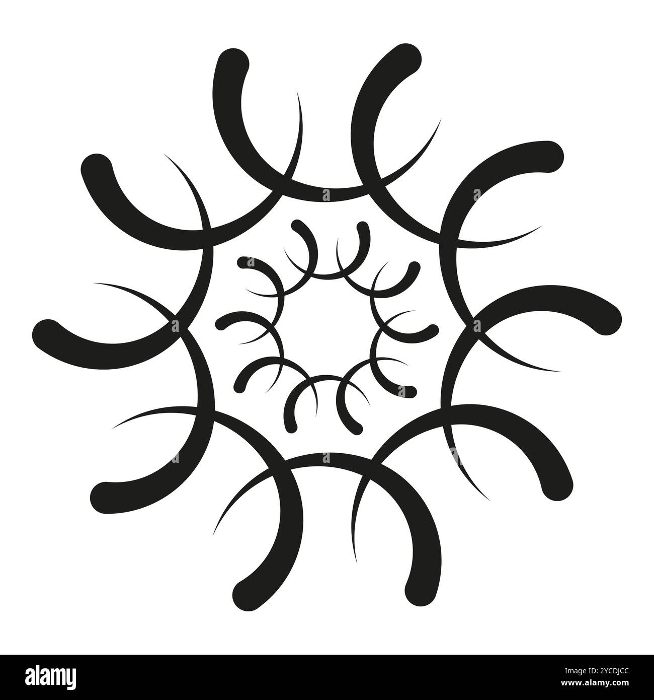 Abstract spiral design. Circular vector shape. Black symmetrical ... Abstract spiral design. Circular vector shape. Black symmetrical ...
