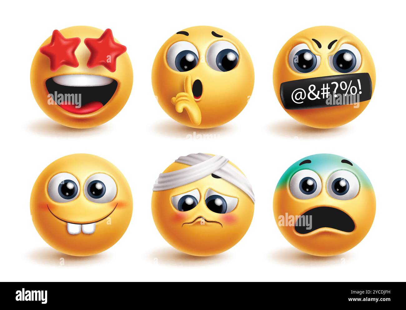 Emoji characters vector set. Emojis character like happy, crying, angry ...