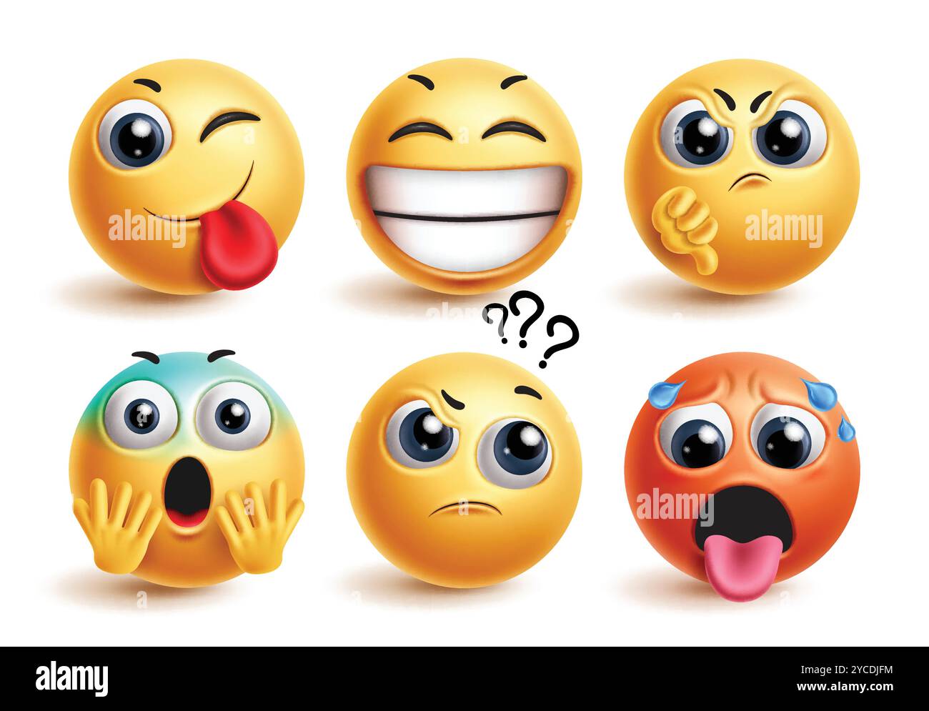 Emojis emoticon set vector. Emoticons emoji characters in happy, funny ...
