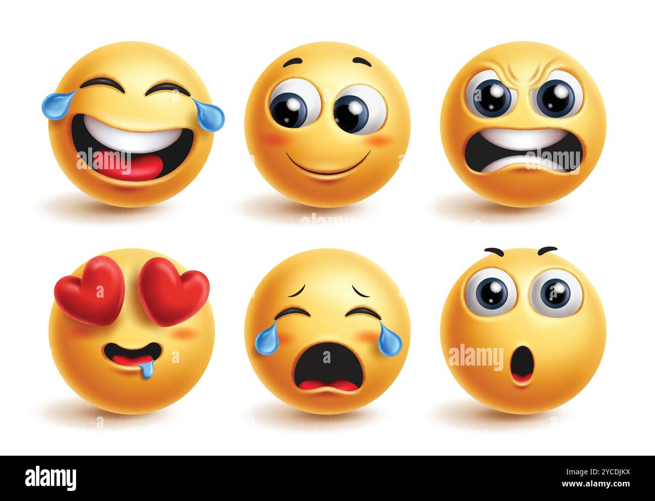Emoji characters emoticon vector set. Emojis face cute character in ...