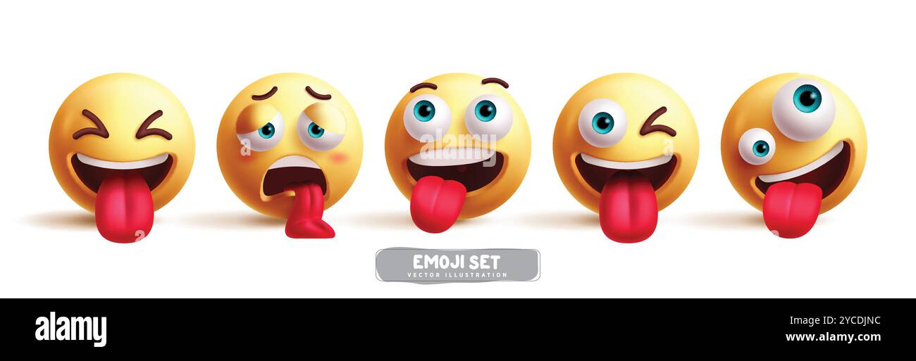 Emojis naughty emoticon characters vector set. Emoticons facial ...