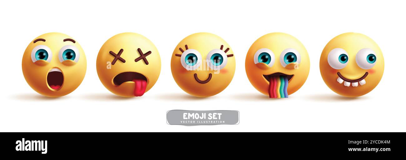 Emoji cute emoticon characters vector set. Emoticon character icon ...
