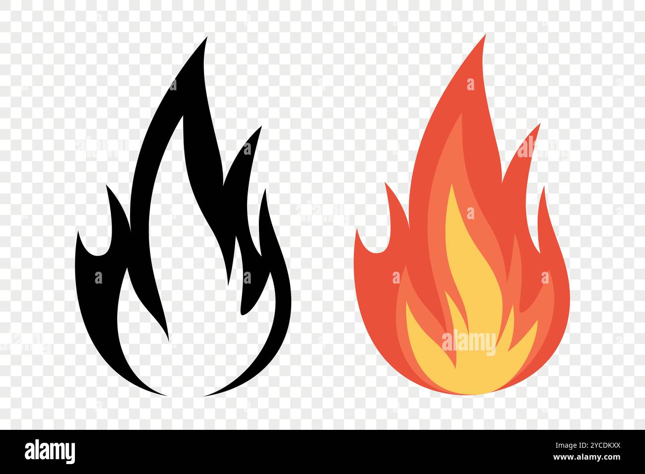 Vector Fire Flame Icon Set. Isolated Campfire, Bonfire, Flame Sign ...