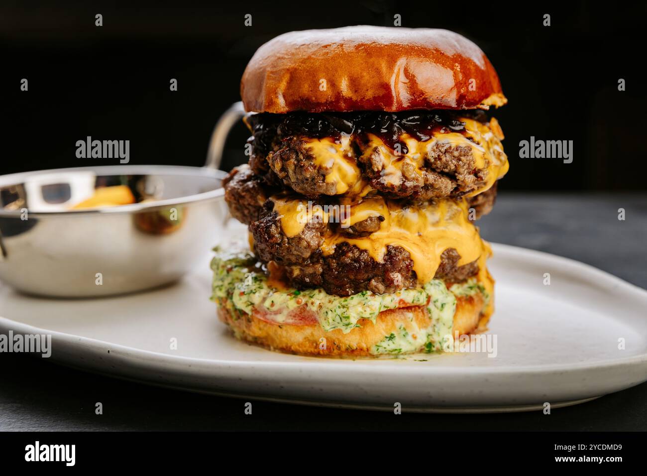 Delicious double cheeseburger with fries, perfect for fast food lovers ...
