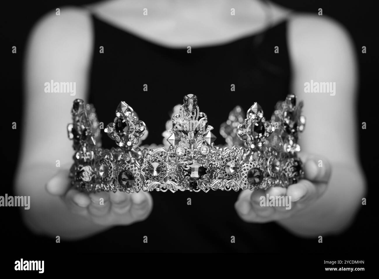 Royal golden crown gemstones Black and White Stock Photos & Images - Alamy