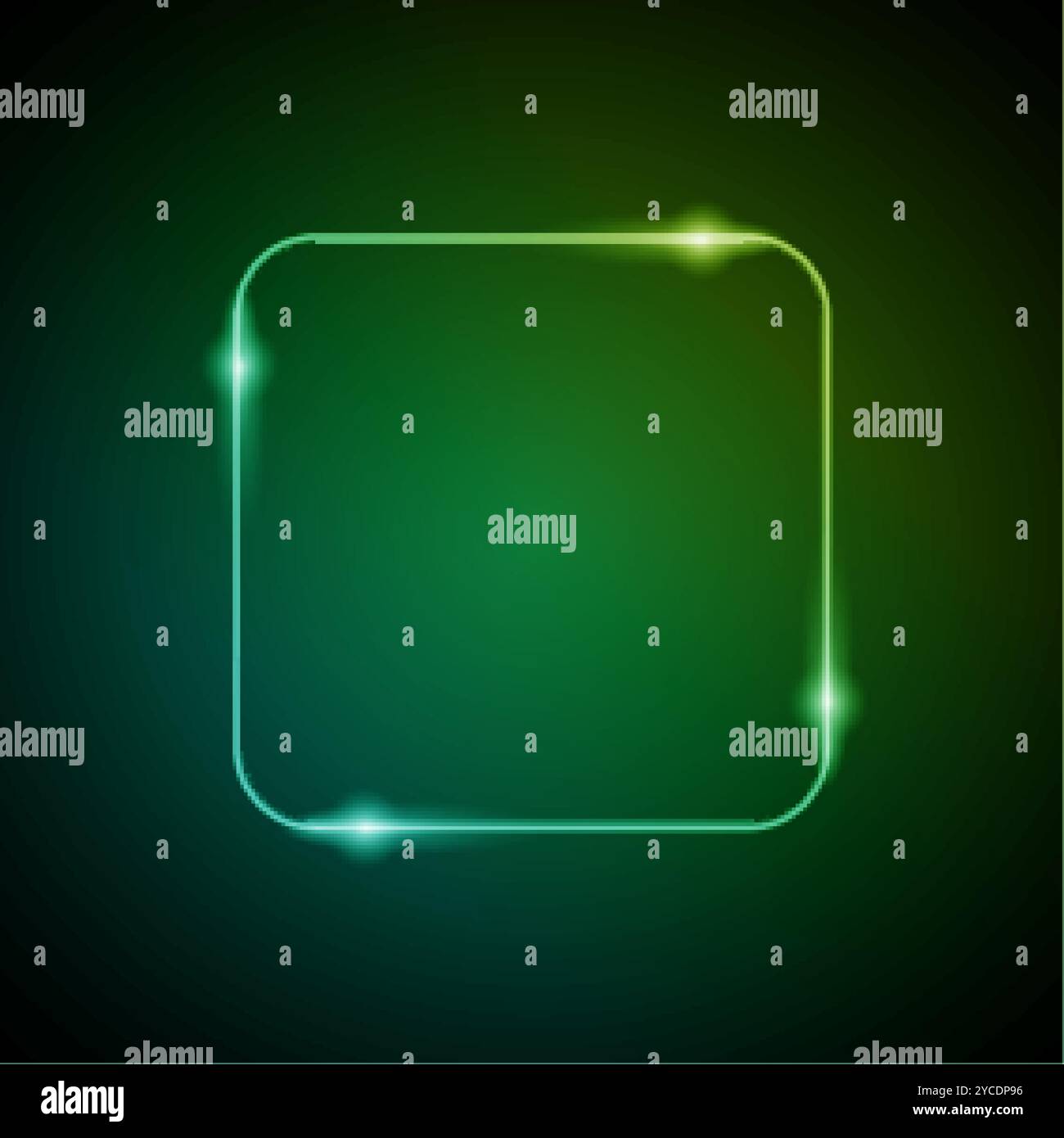 Neon Frame with Glow, and Sparkles. Electronic Luminous Rounded Square ...