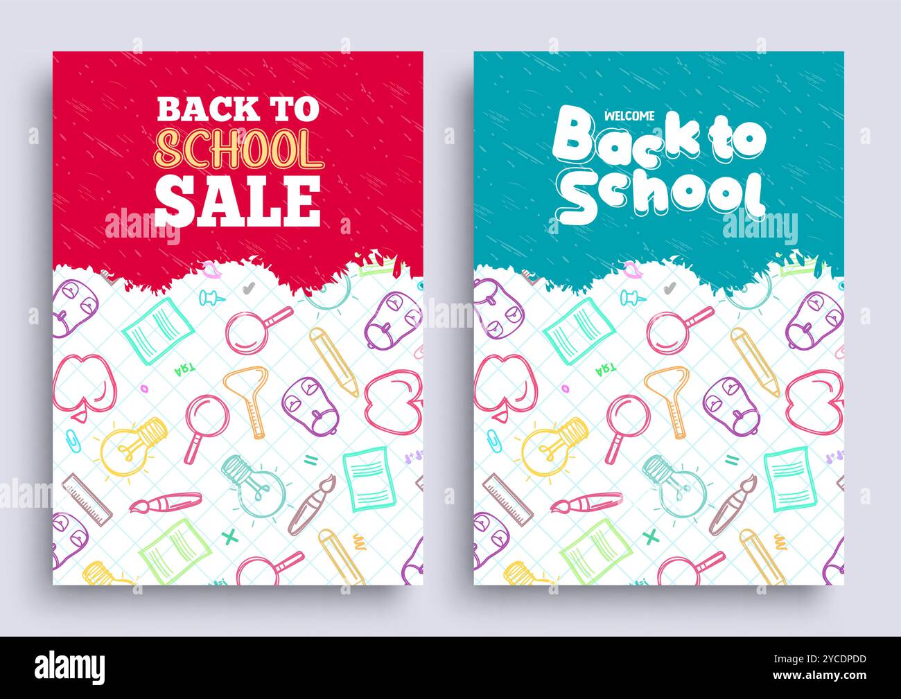 Back to school sale vector poster design. School promo discount text in ...