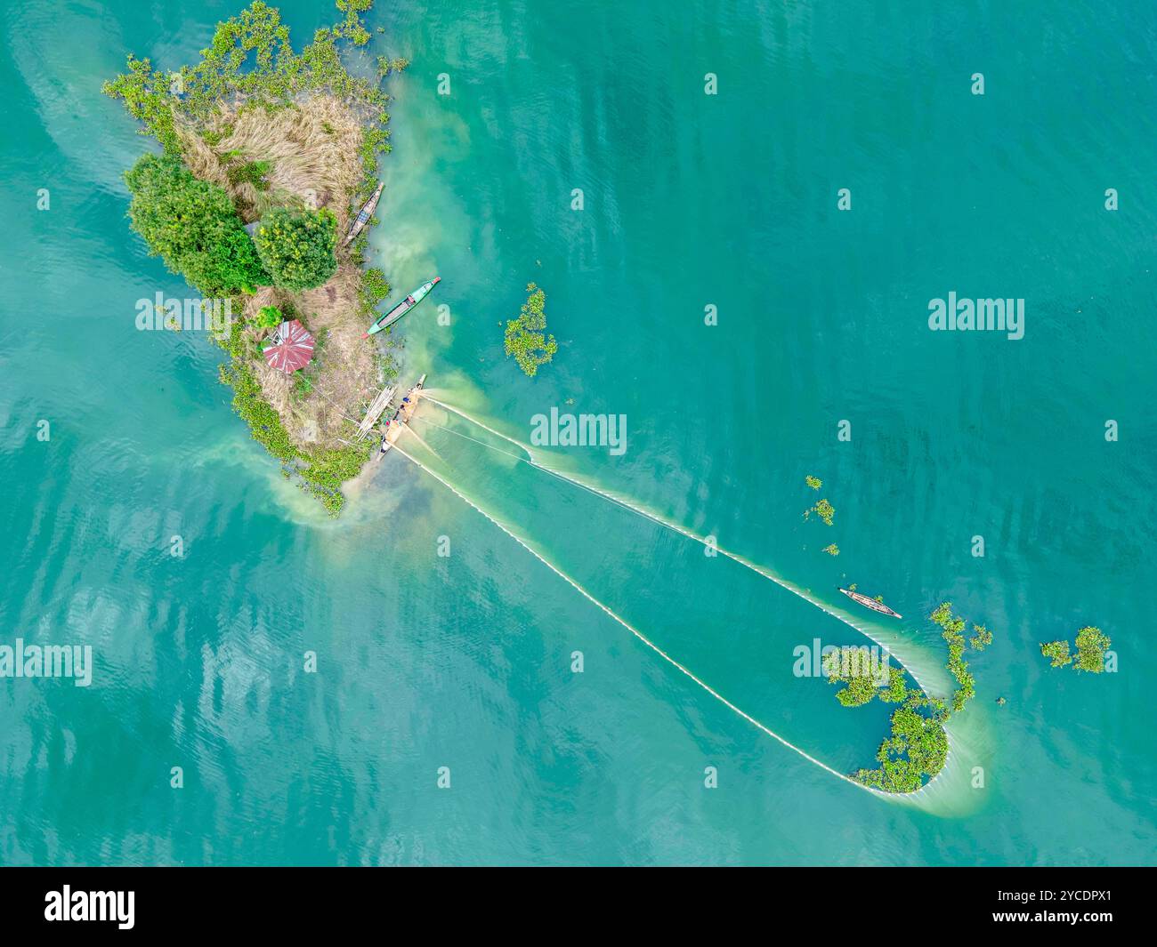 Aerial view of fishing in kaptai lake hi-res stock photography and ...