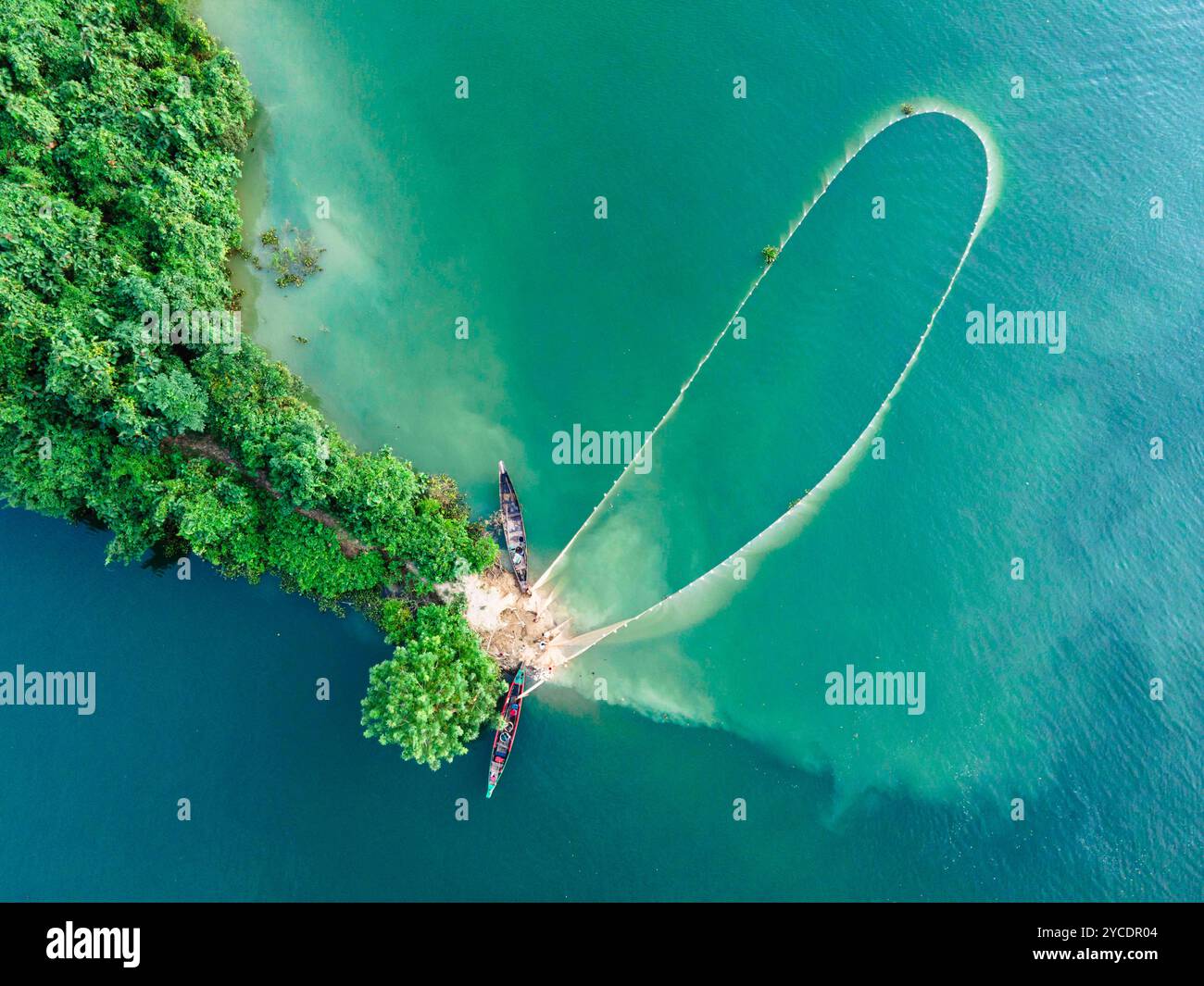 Aerial view of fishing in kaptai lake hi-res stock photography and ...