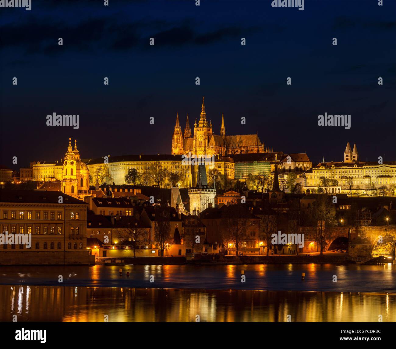 View of Charles Bridge and Prague Castle in twilight Stock Photo - Alamy