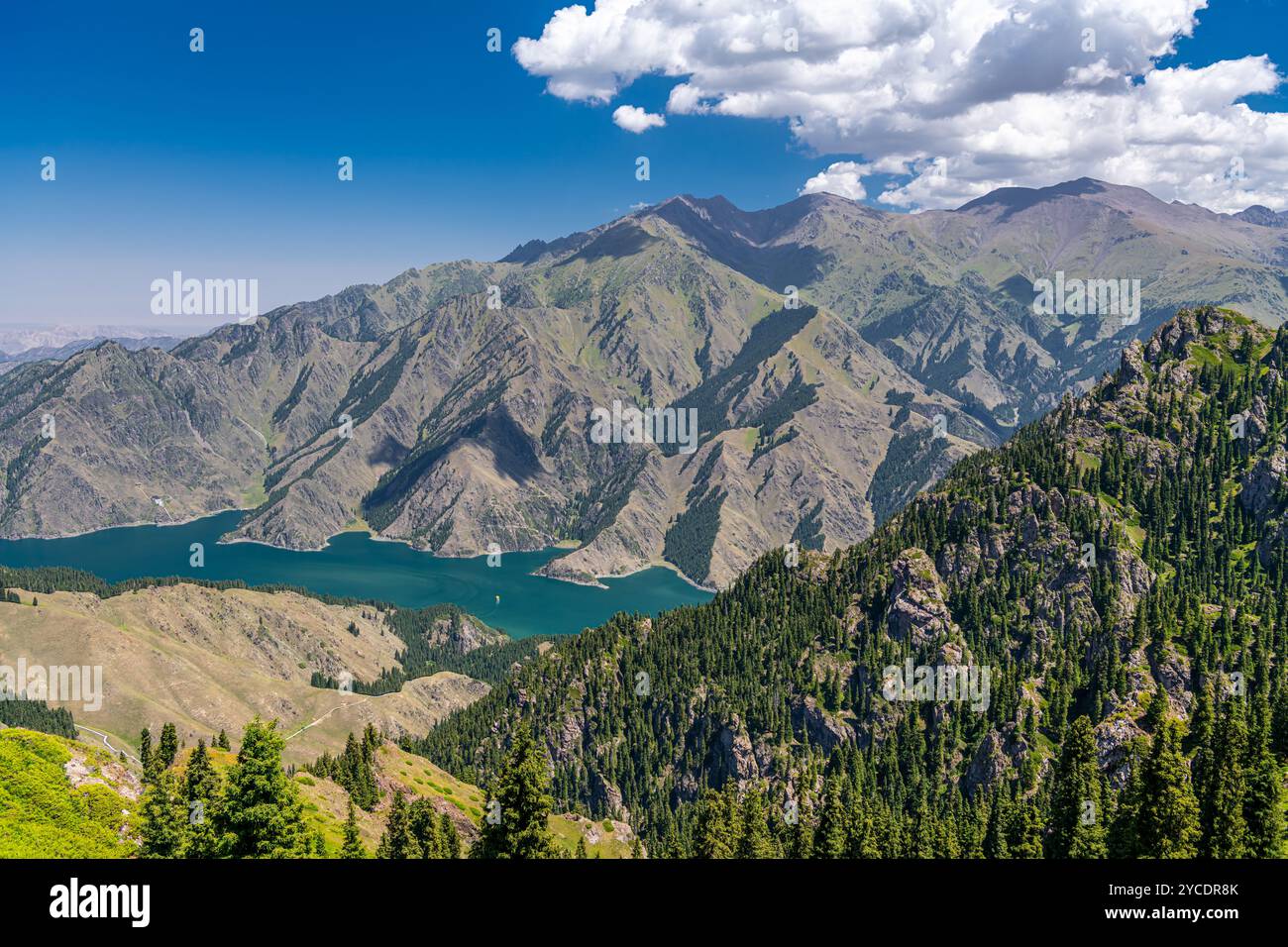 Tianchi alpine lake in Xinjiang, Northwestern China. The name is ...