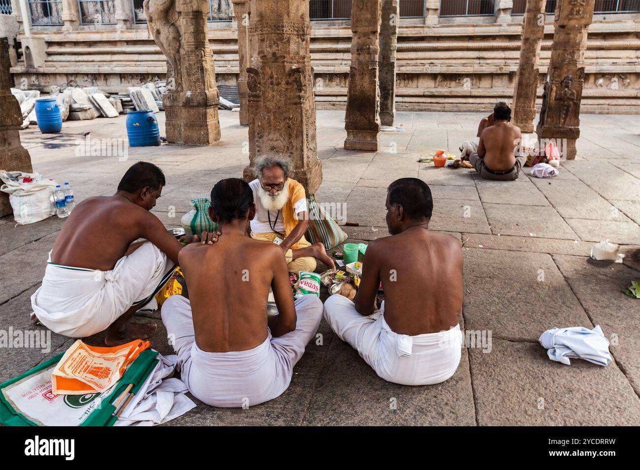 Indian brahmin traditional Hindu society priest and pilgrims in famous ...