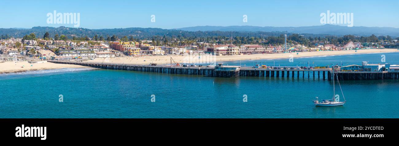 Aerial View of Santa Cruz Beach Boardwalk and Wharf in California Stock ...