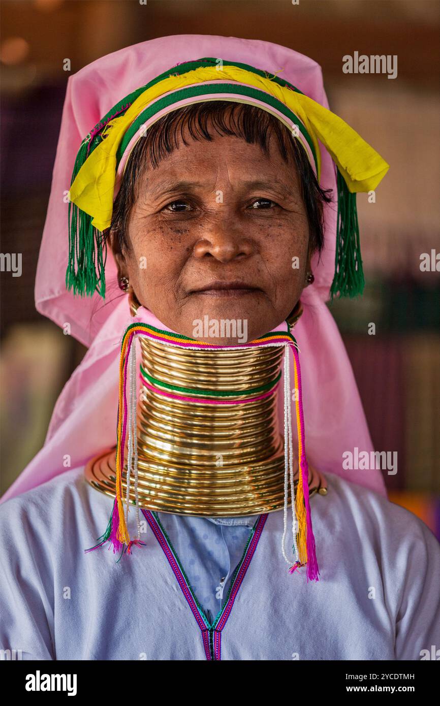 Padaung long-necked tribe woman. The Padaung long-necked tribe women ...