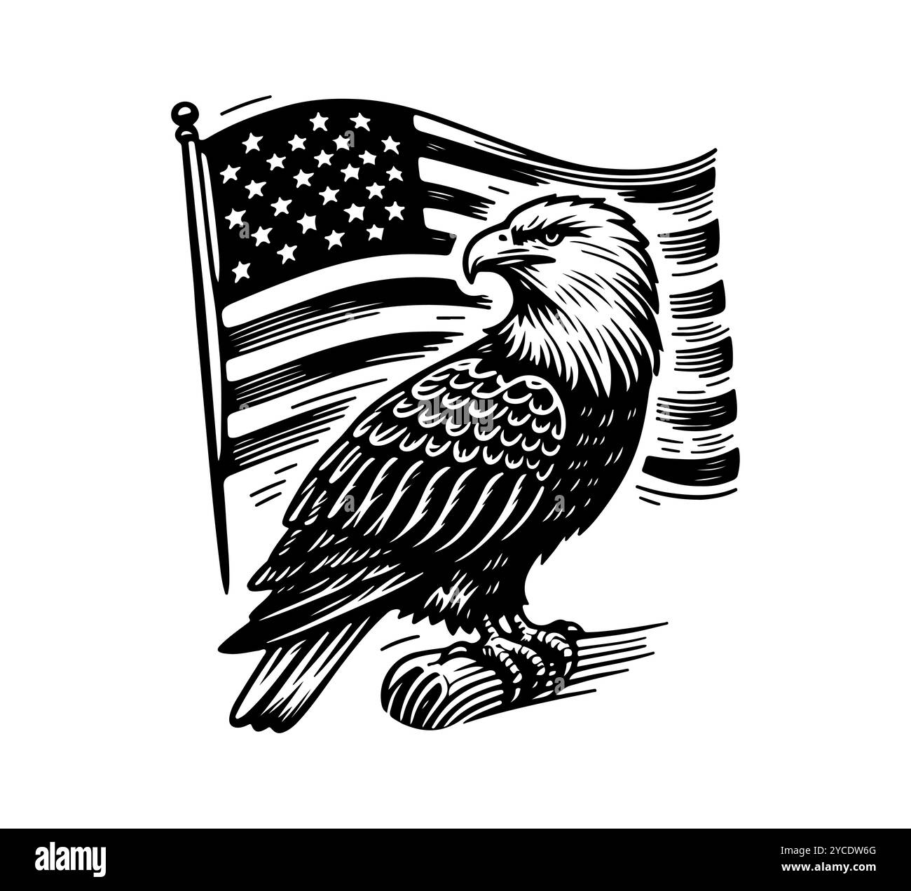 American flag tattoo eagle Black and White Stock Photos & Images - Alamy
