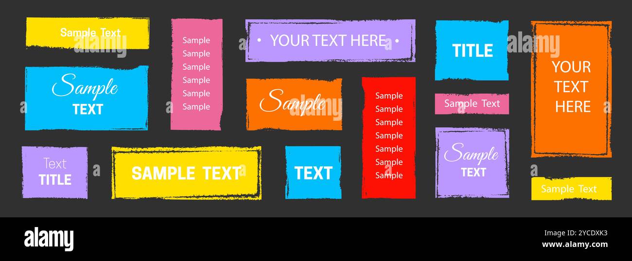 Text box frame brush rough crayon shape set. Text box frame rough ...