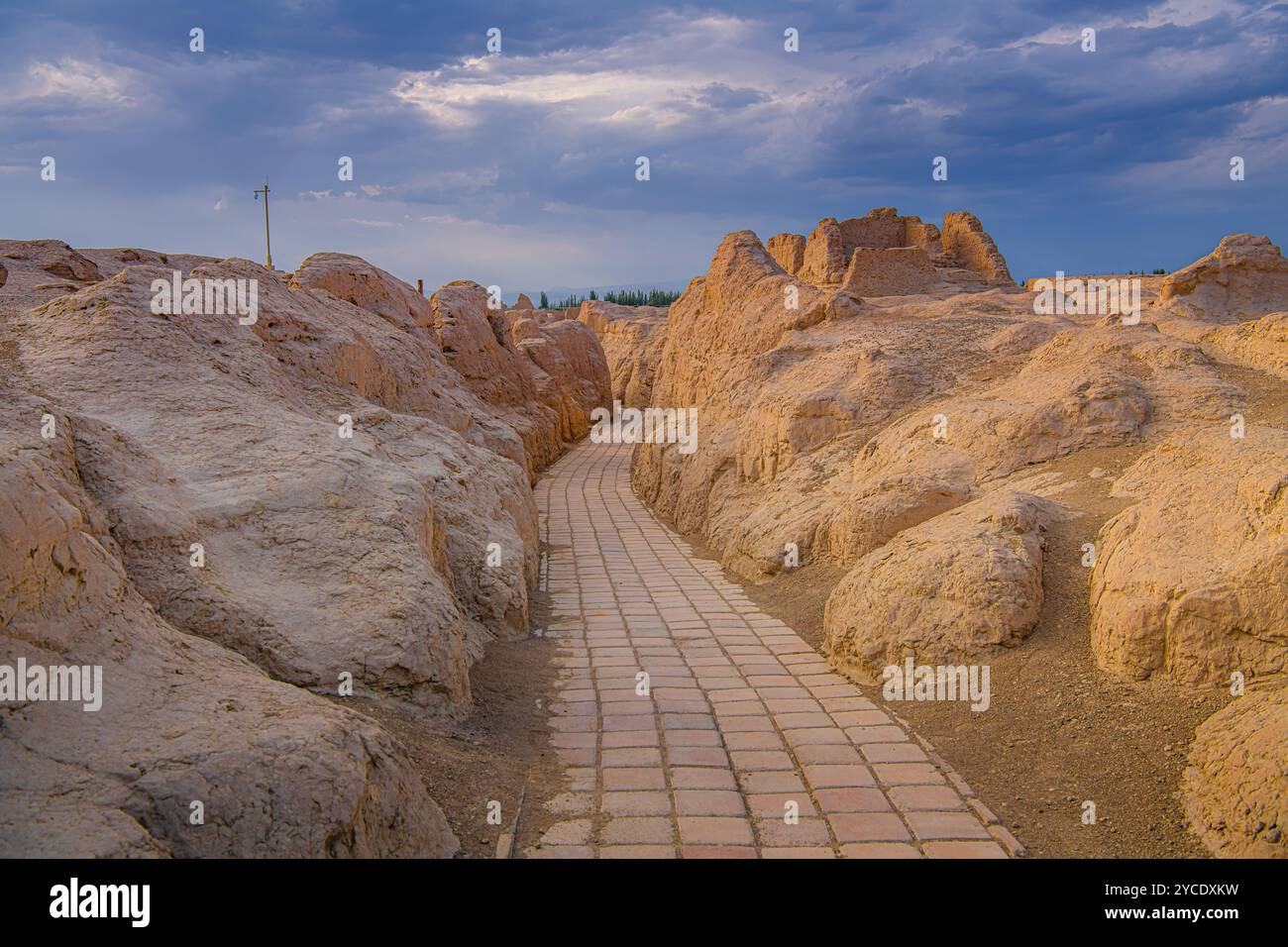 Walkway through Ancient Silk Road City of Jiaohe in Turpan, Xinjiang ...