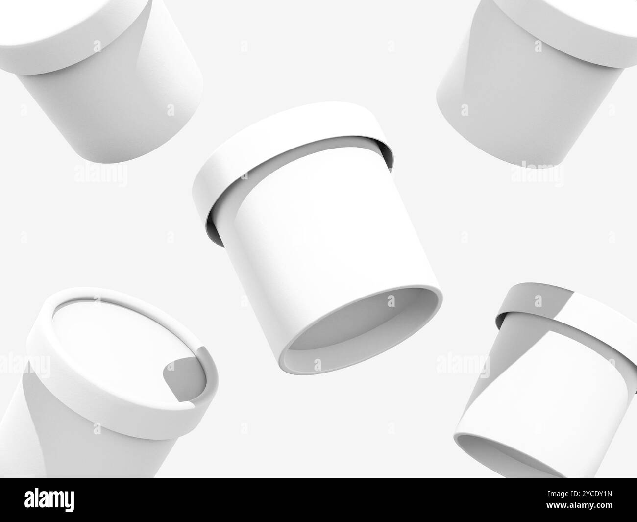 3D Realistic White Ice Cream Container Bucket Mockup Isolated Stock ...