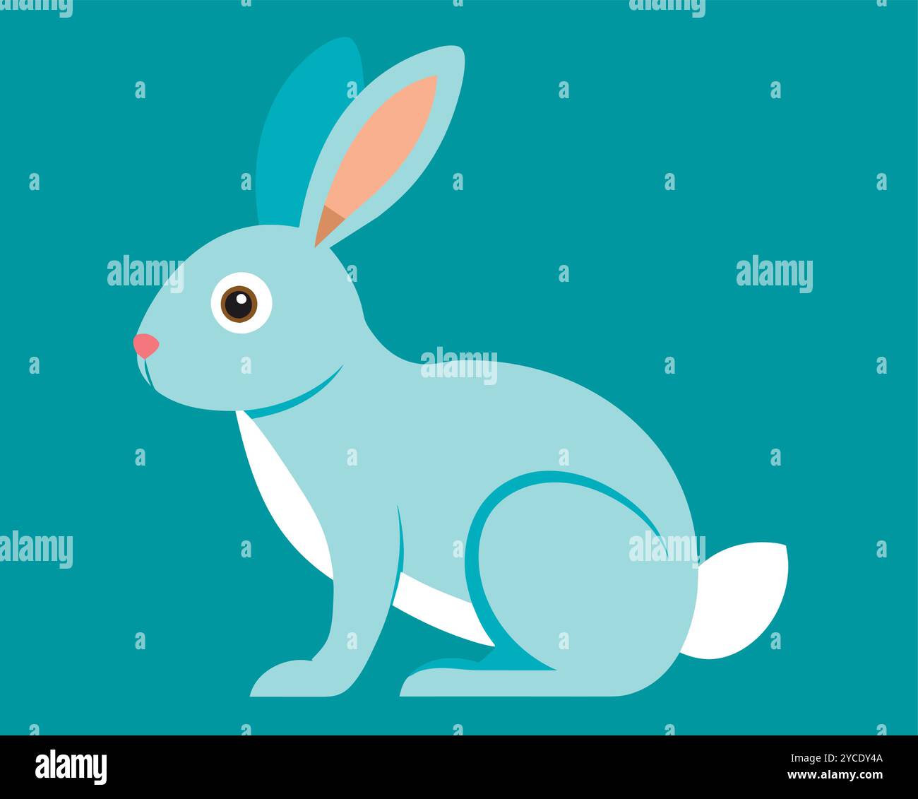 Rabbit vector illustration. Cute bunny rabbit cartoon clipart, animal ...