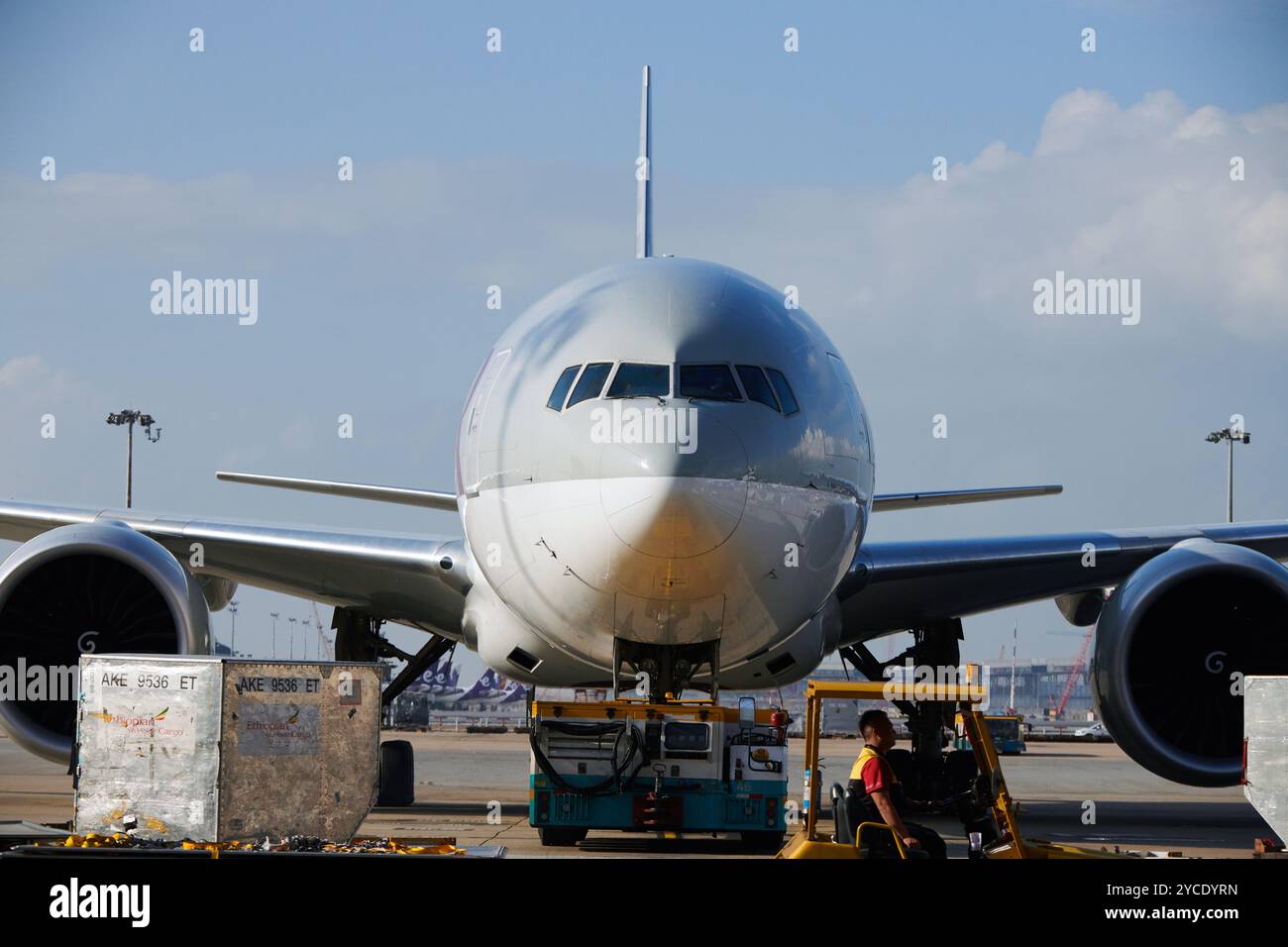 Qatar Airways Cargo plane in front of the Cargo Terminal at Hong Kong ...