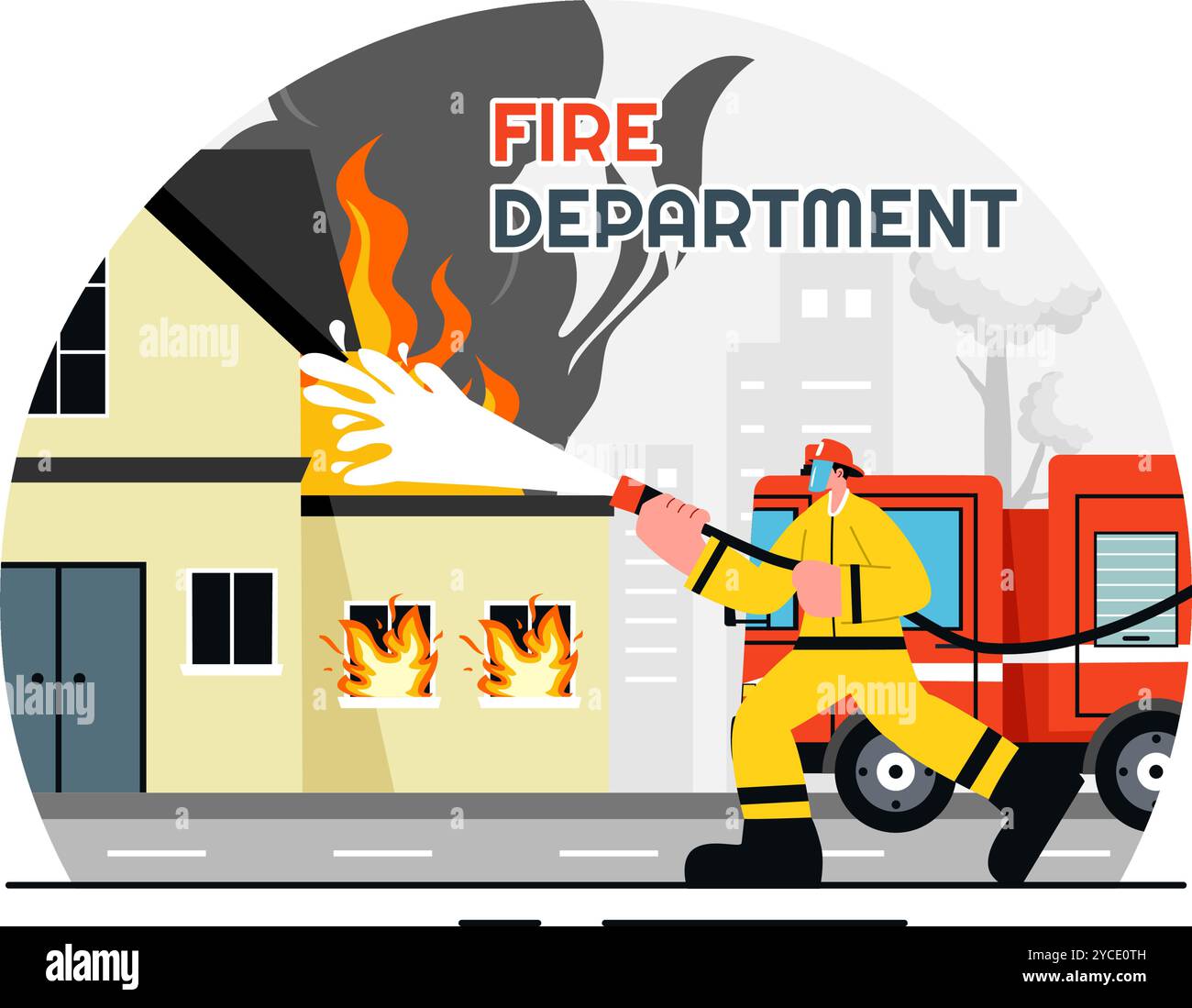 Fire Department Vector Illustration featuring Firefighters ...