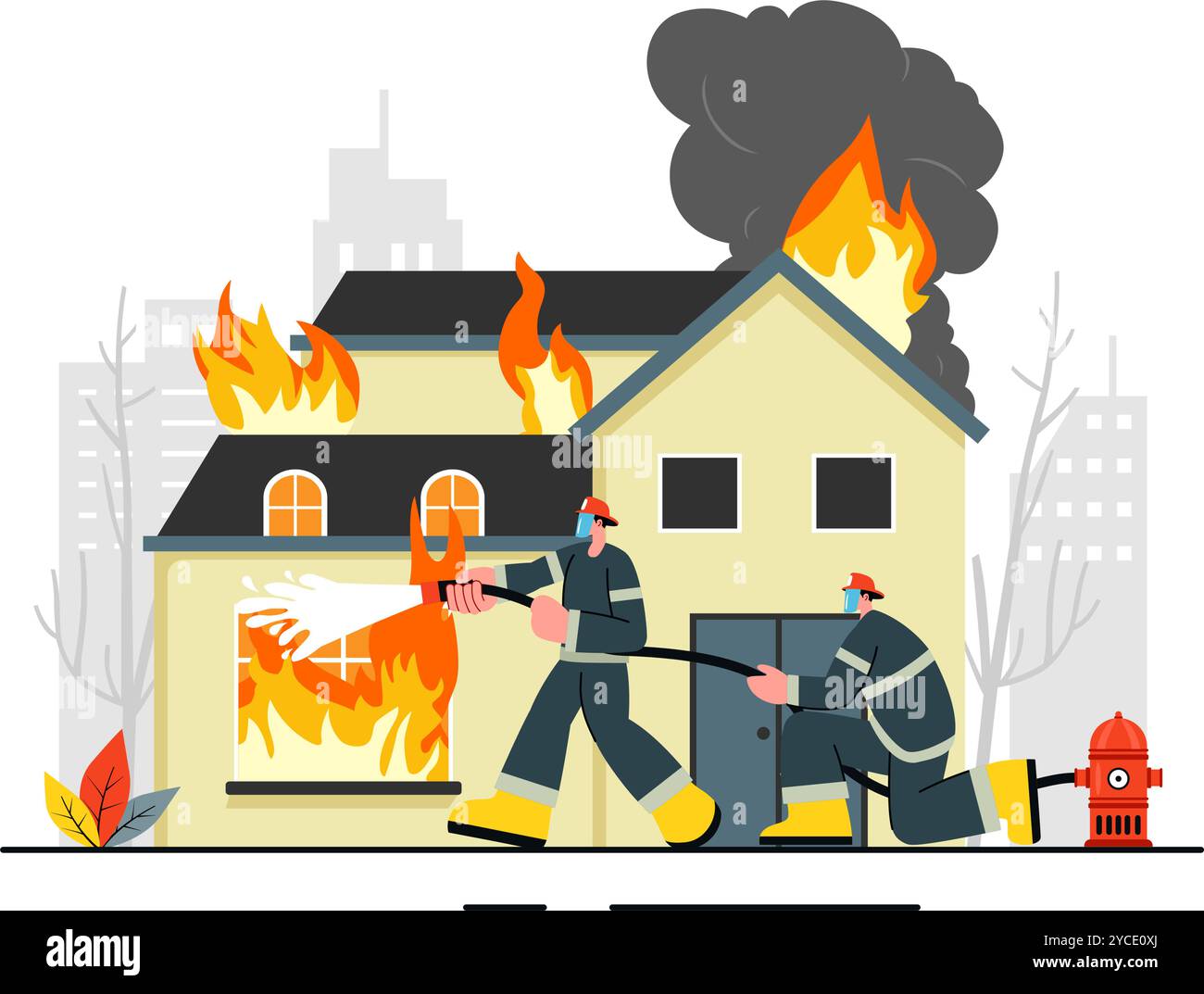 Fire Department Vector Illustration featuring Firefighters ...